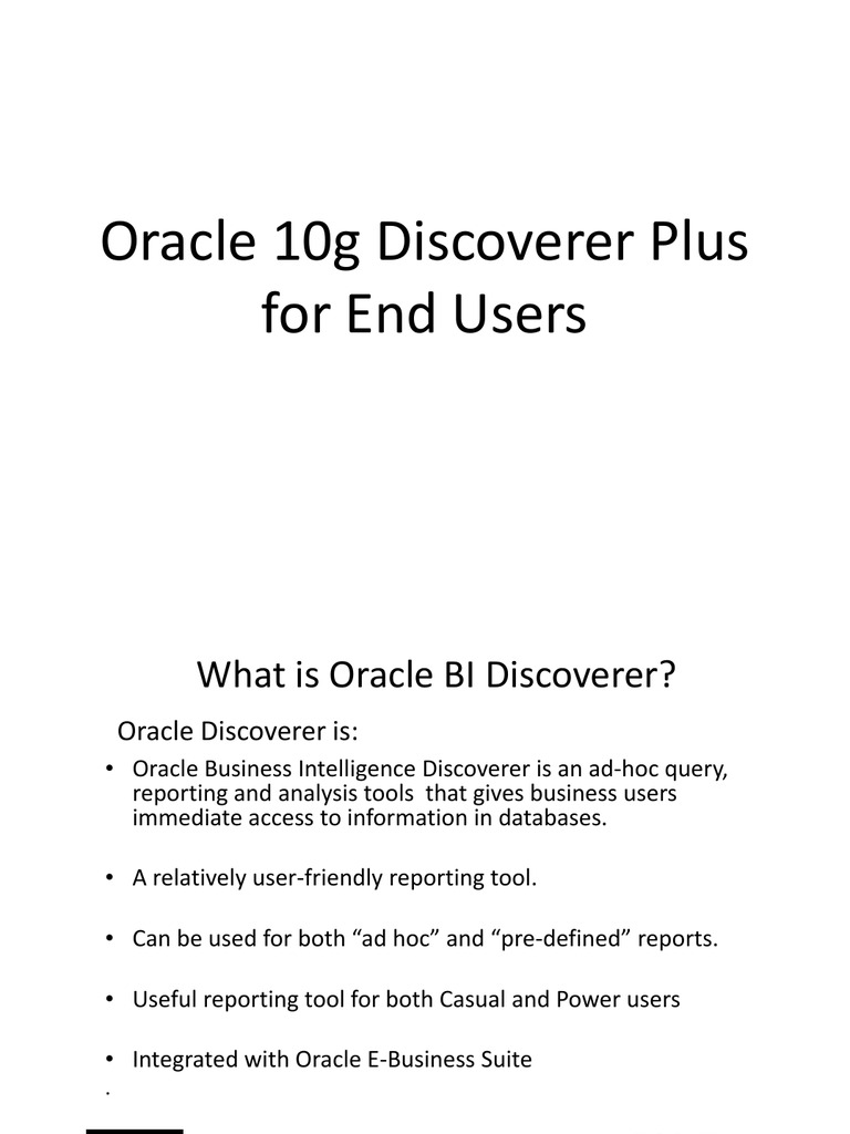 Oracle Bi Discoverer Function Training New Pdf Download Free Pdf Business Intelligence