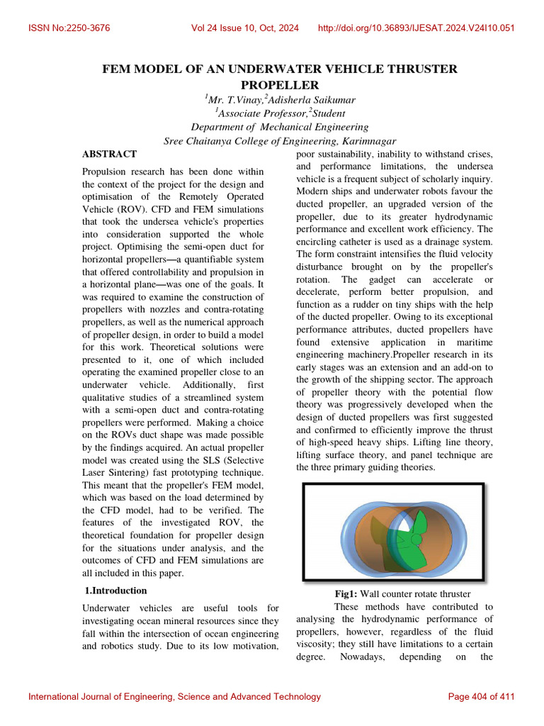 Fem Model of An Underwater Vehicle Thruster | PDF | Computational Fluid ...