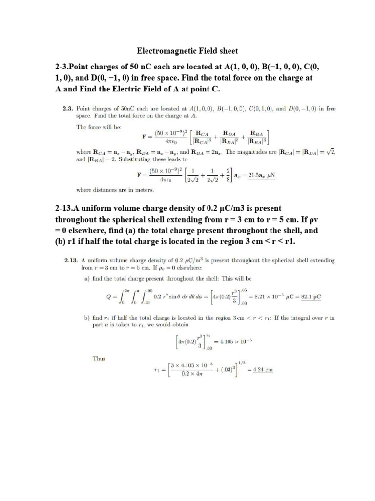 Electromagnetic Field Calculations and Analysis | PDF
