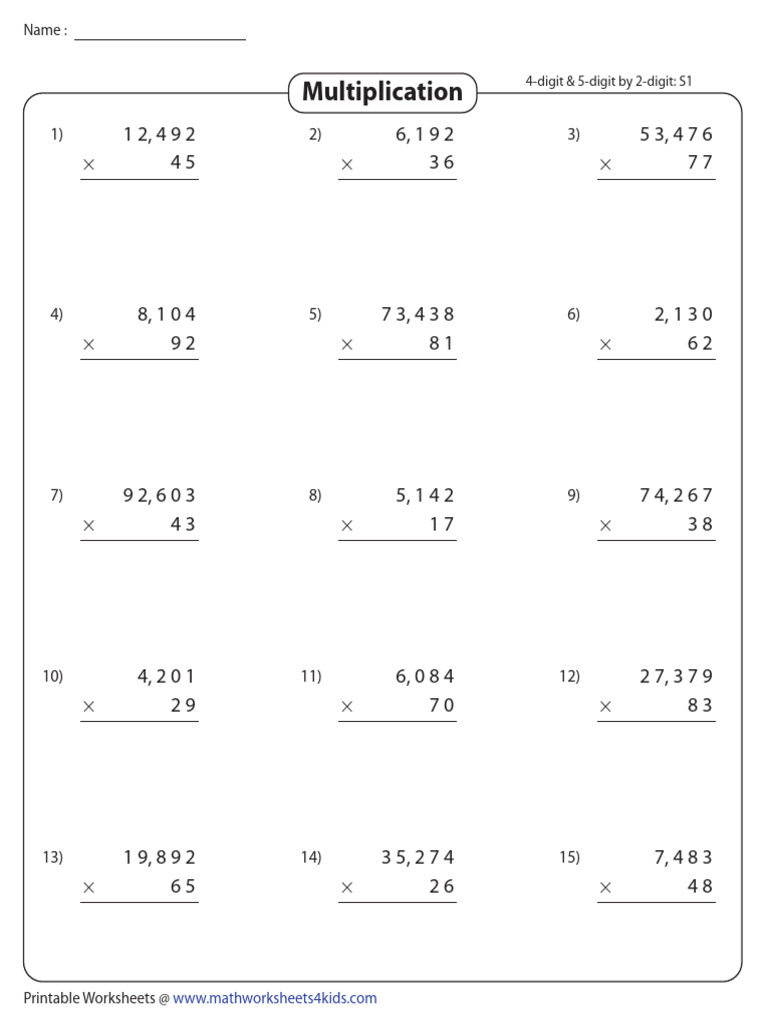 3-Digit Multiplication Worksheets | PDF