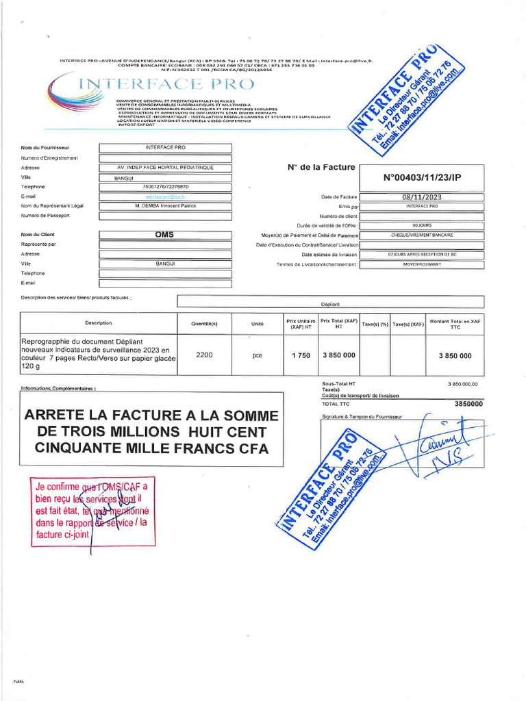 Facture Interface Pro | PDF