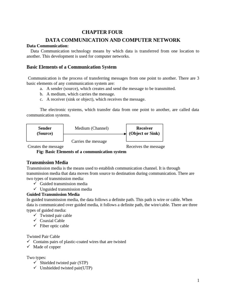 CHAPTER 4 Data Communication and Computer Network | PDF | Network Topology | Transmission Medium