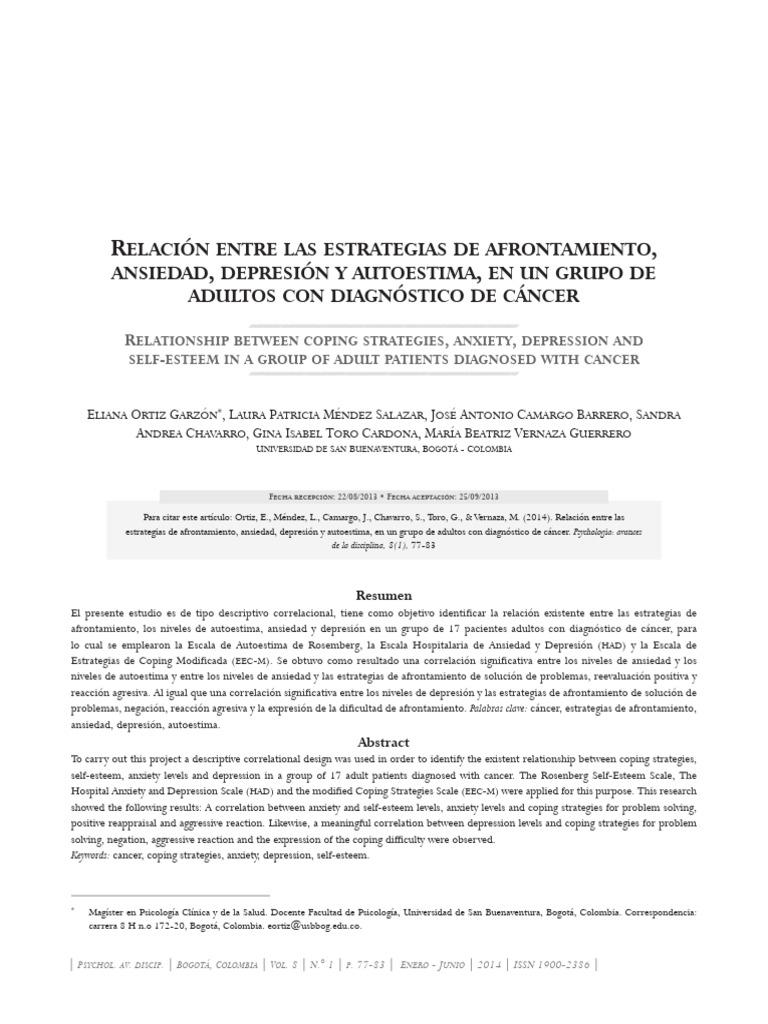Estrategias de afrontamiento en cáncer | PDF | Depresión (estado de ...