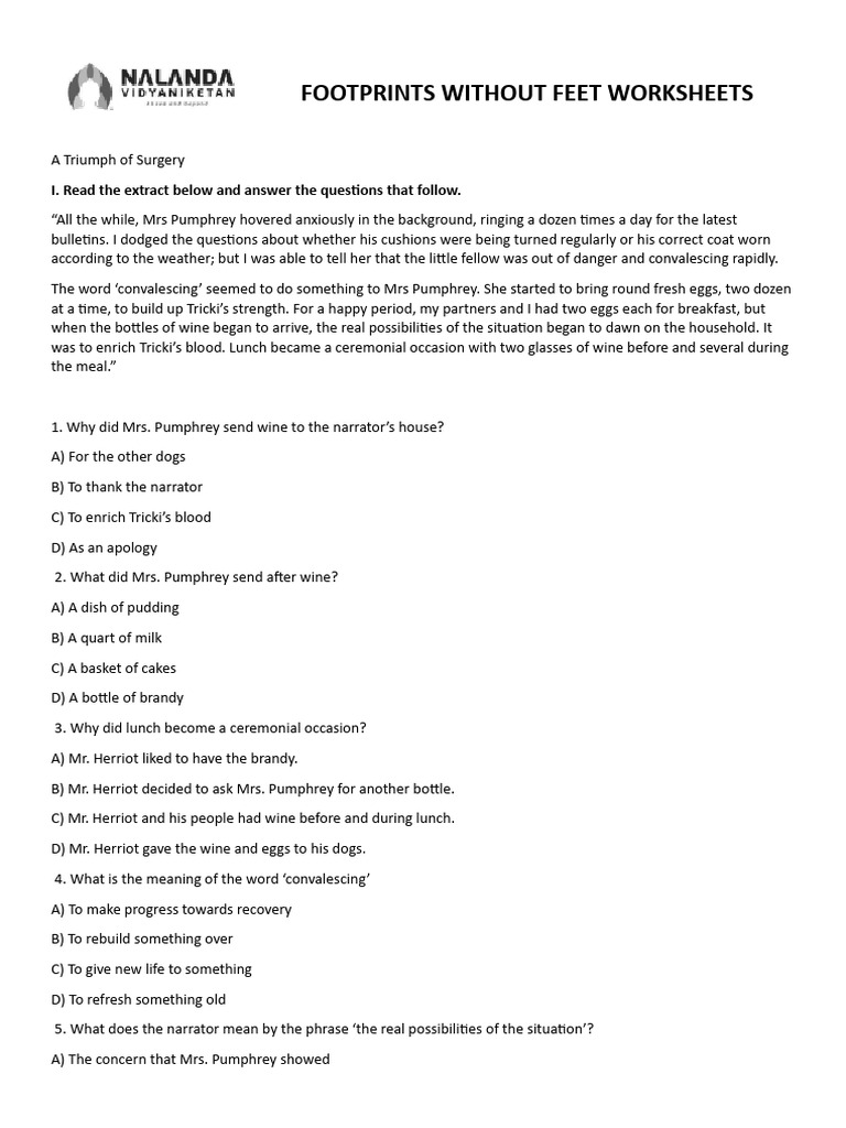 Class-X Half Yearly Foot Prints Without Feet Prose Worksheets | PDF | Dna