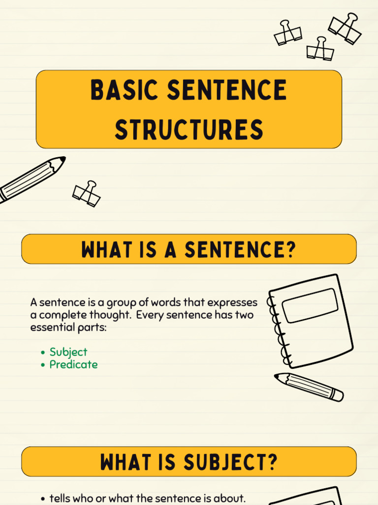 Basic Sentence Structures Explained | PDF | Sentence (Linguistics ...