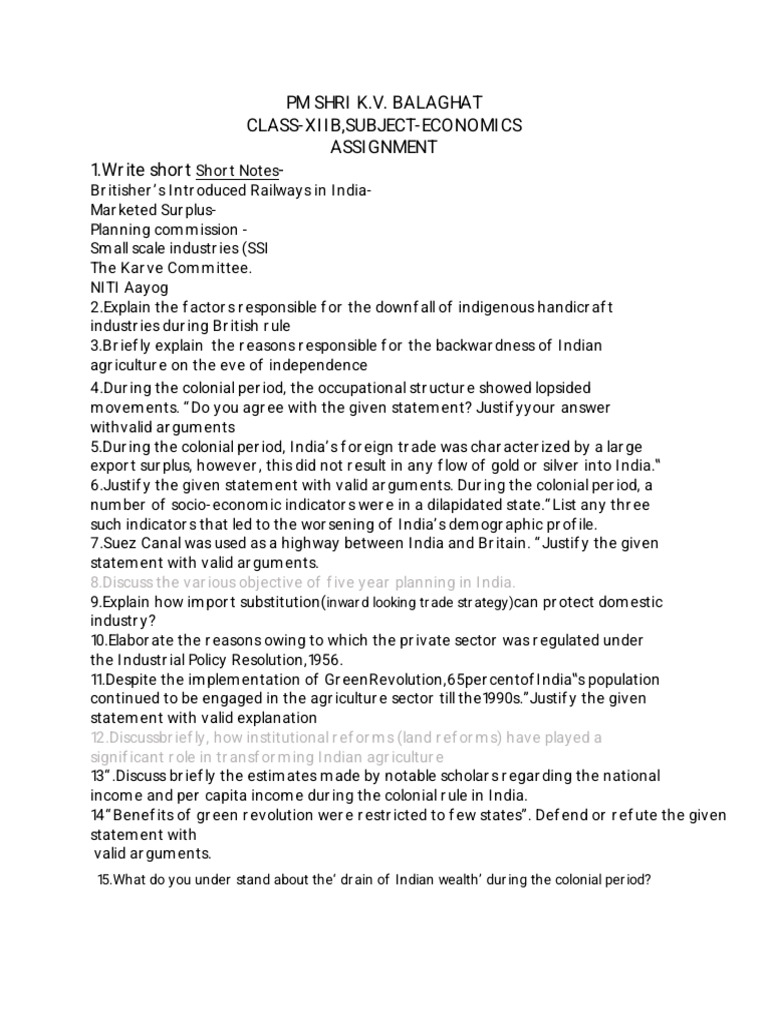 Xii Eco Assignment | PDF