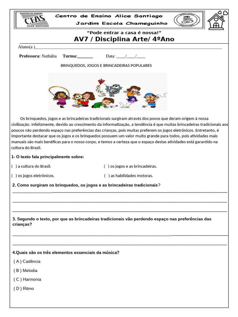 Av7 Arte 4ºano | PDF | Som