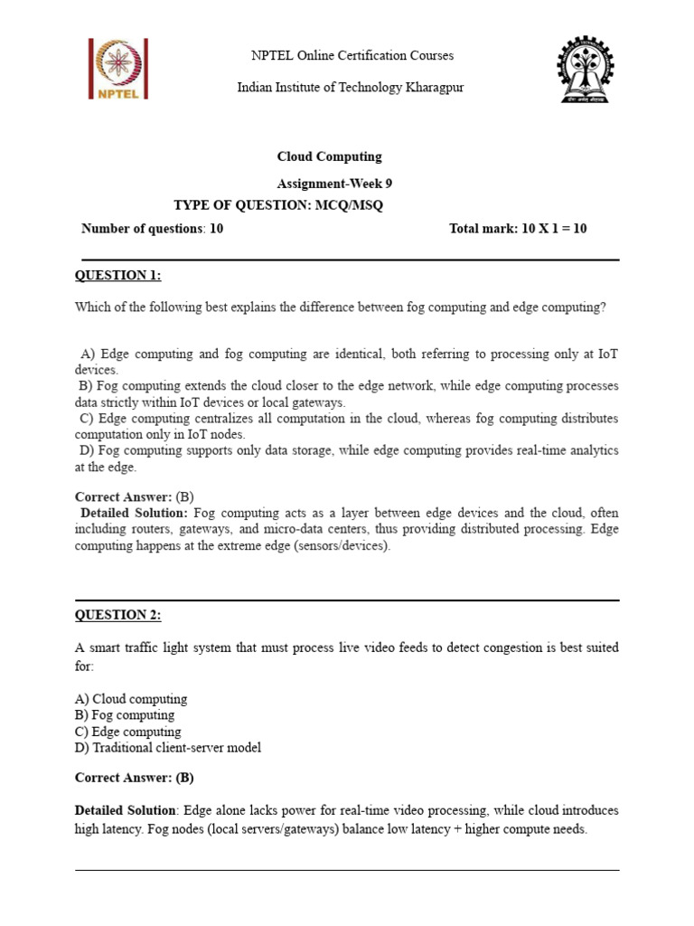 NPTEL CC Assignment 9 | PDF | Internet Of Things | Telecommunications