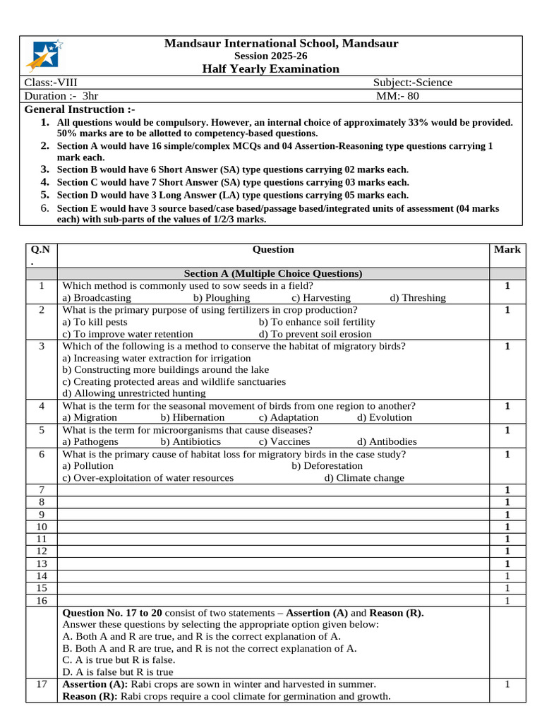 Class 8th Science Half Yearly | PDF | Habitat Destruction | Microorganism
