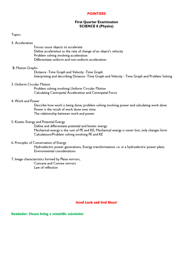 Physics 8 Pointers | PDF