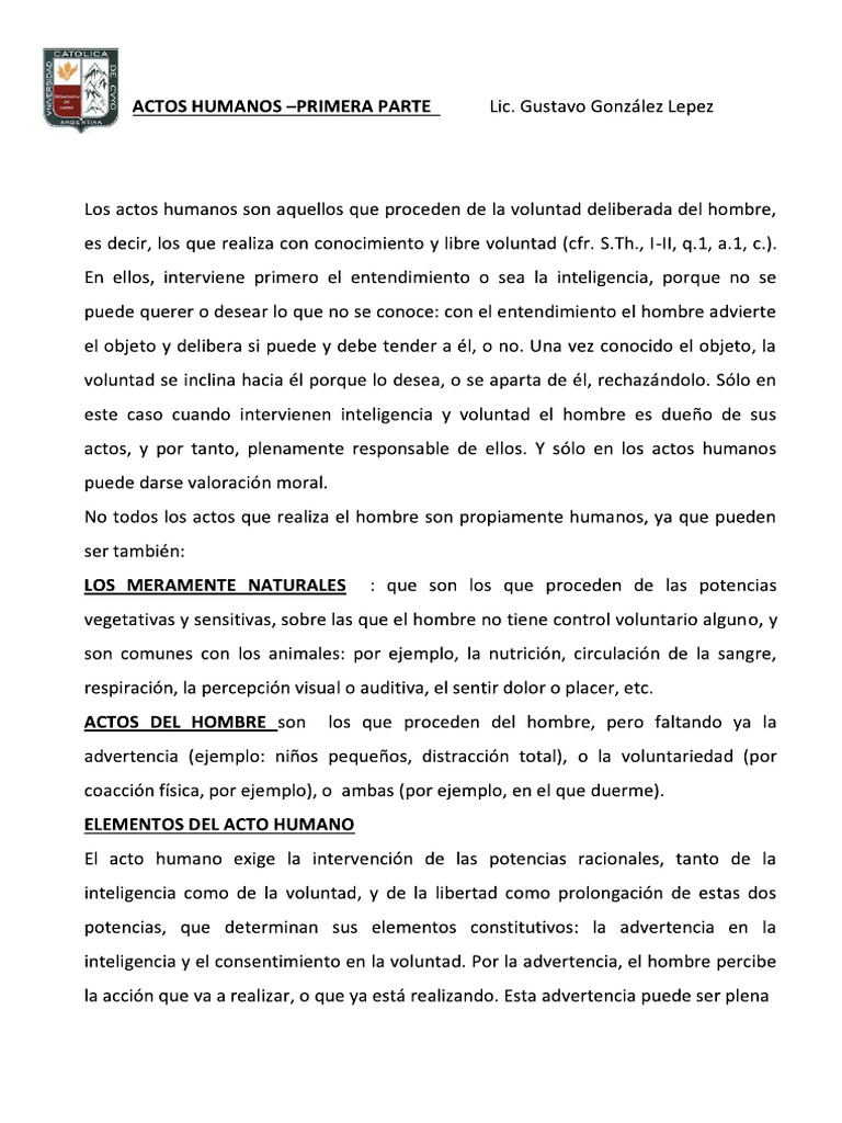 Actos Humanos Primera Parte | PDF