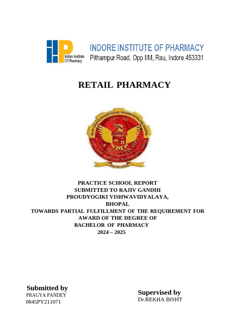 Retail Pharmacy Practice Report | PDF | Over The Counter Drug | Pharmacy