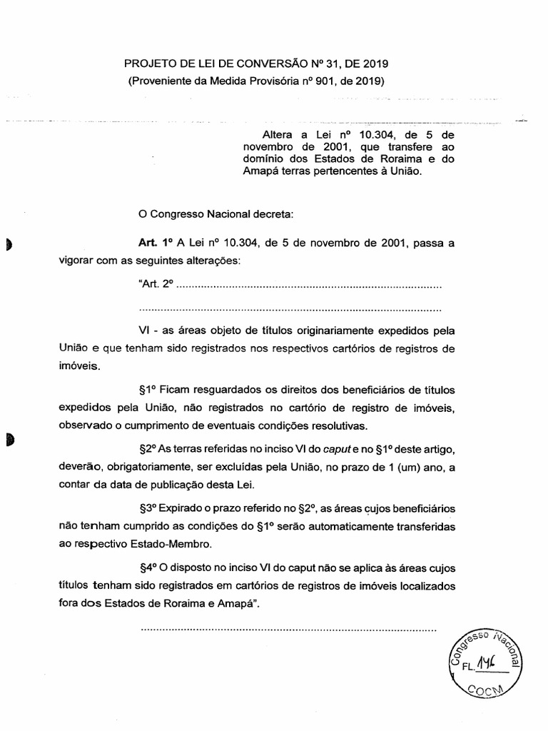 Avulso do PLV 31-2019 - MPV 901 - 2019 | PDF