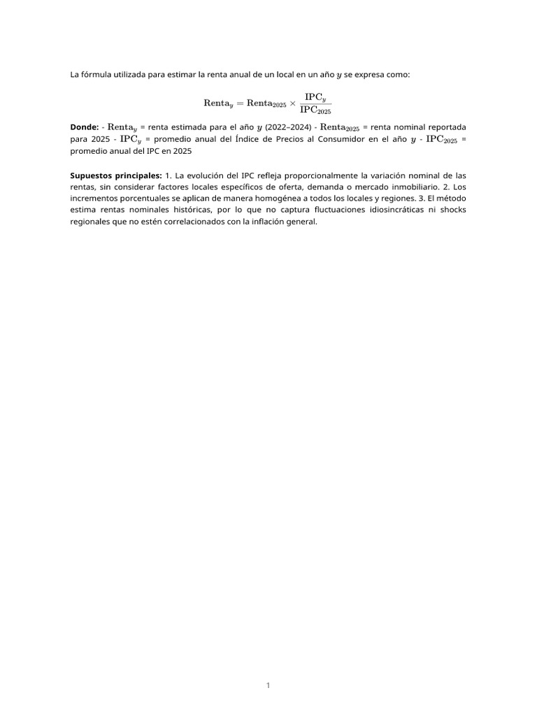 Rent Formula Y Assumptions | PDF
