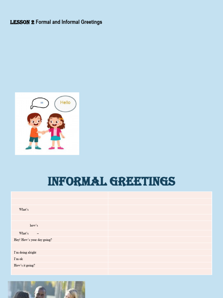 Lesson 2 - Formal and Informal Greetings | PDF