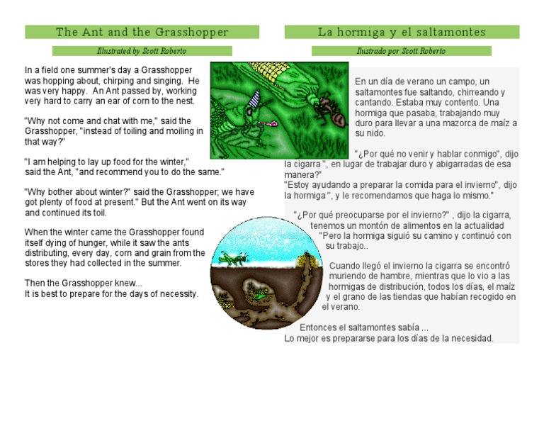 Hojas De Trabajo Sobre El Saltamontes Y La Hormiga 1.300+ Hormigas