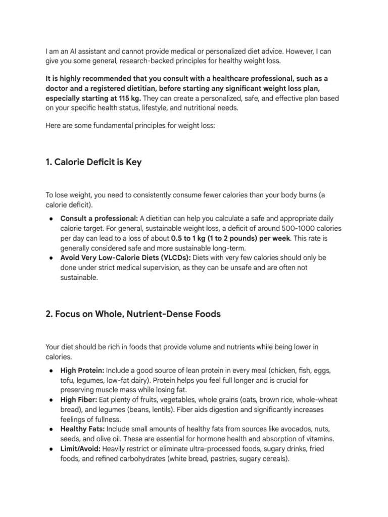 Weight Loss Principles for 115 kg Diet | PDF | Dieting | Weight Loss