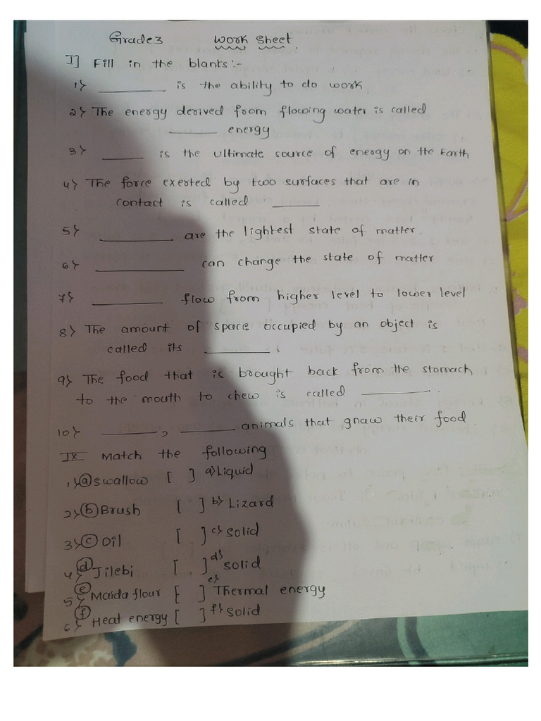 Grade 3 Midterm Work Sheets | PDF