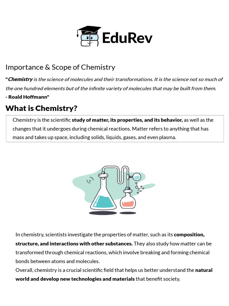 Importance and Scope of Chemistry - Chemistry For JEE Main and Advanced ...