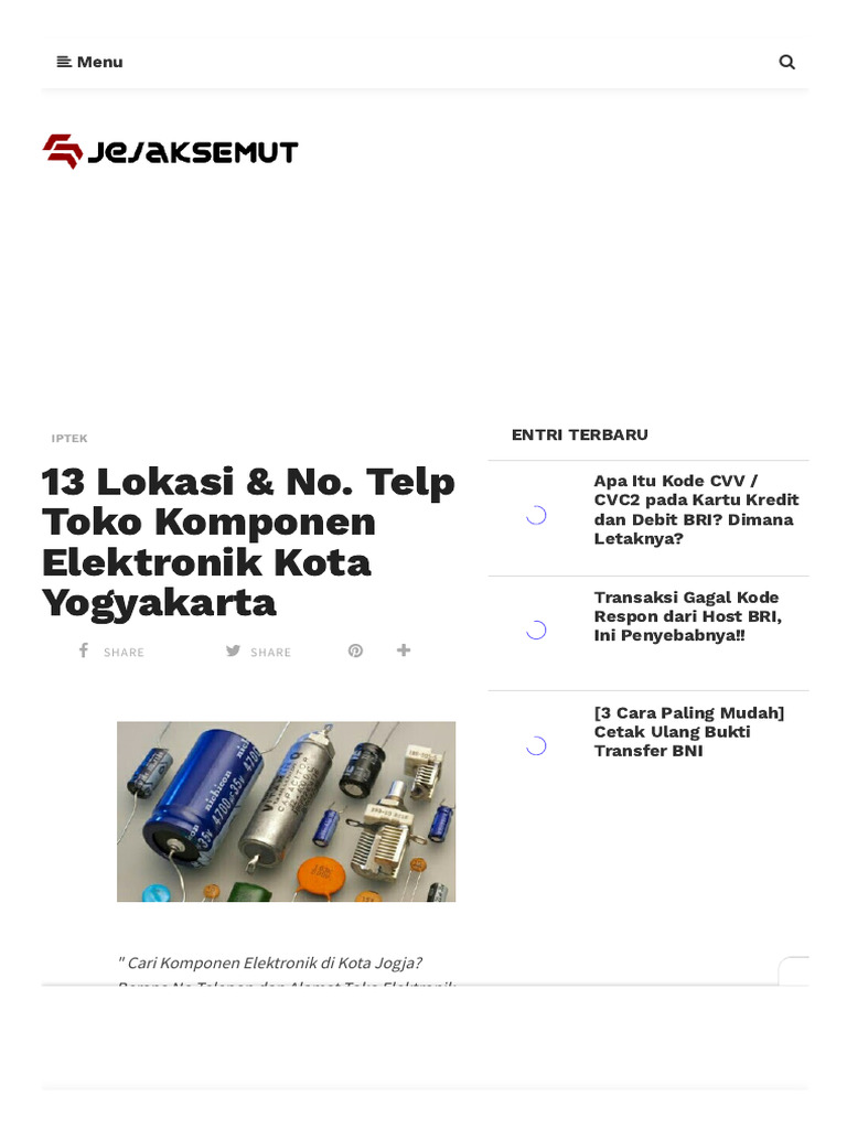 13 Lokasi & No. Telp Toko Komponen Elektronik Kota Yogyakarta JejakSemut | PDF