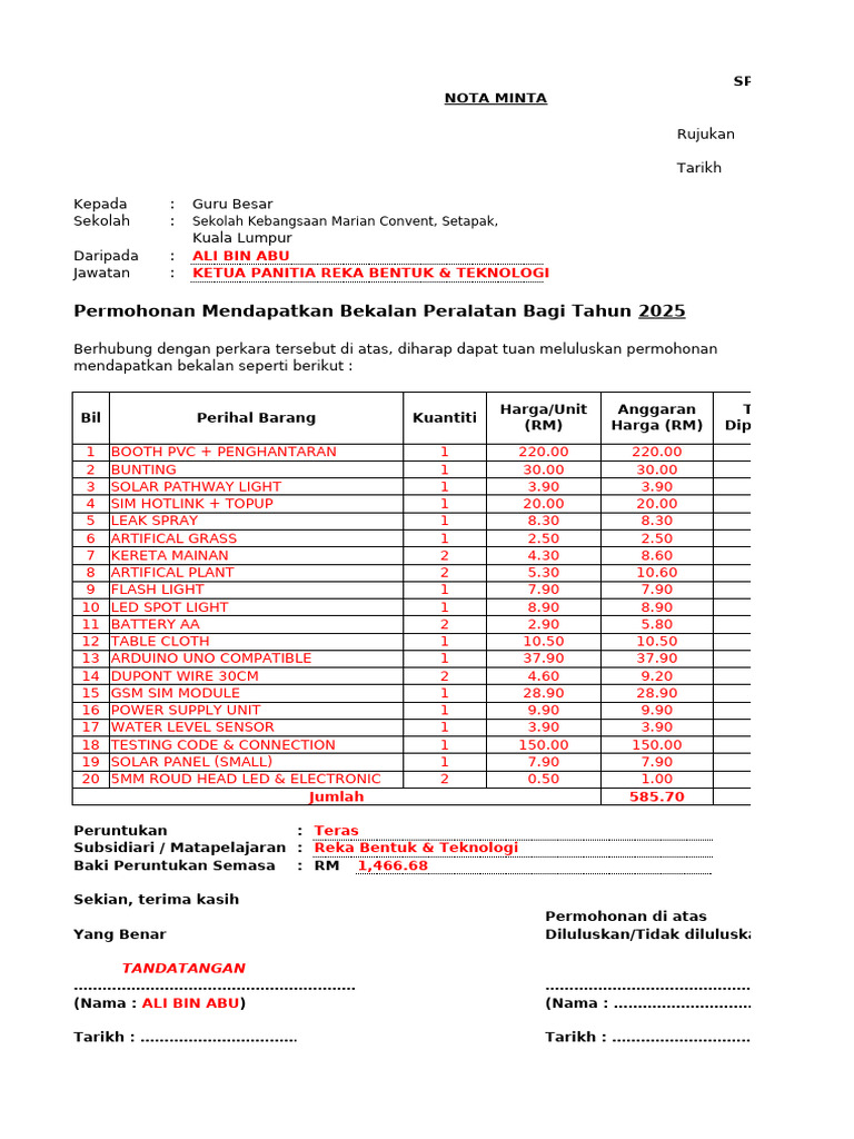 Templet Nota Minta | PDF