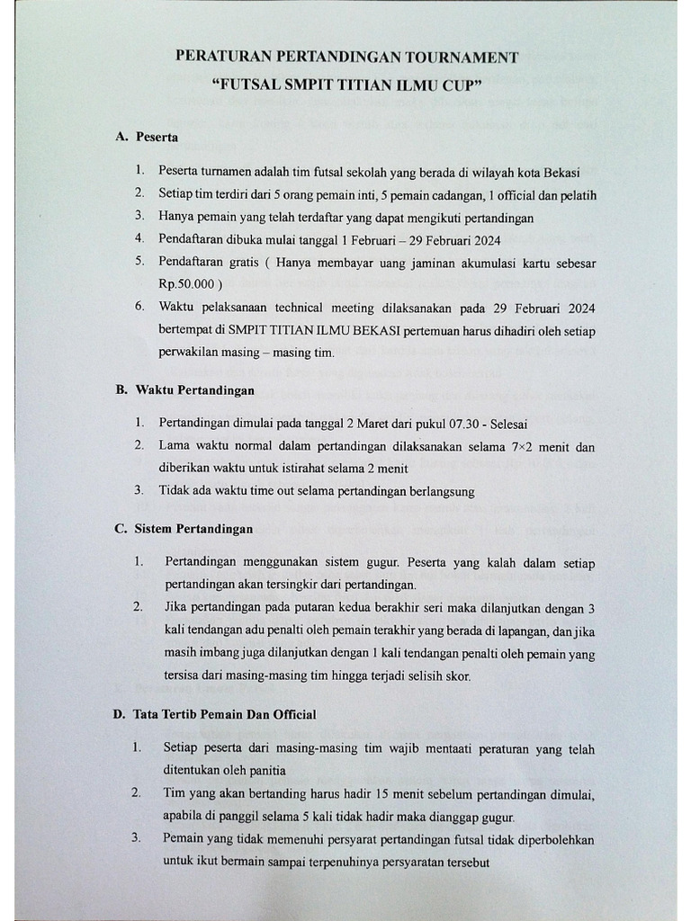 Peraturan Pertandingan | PDF