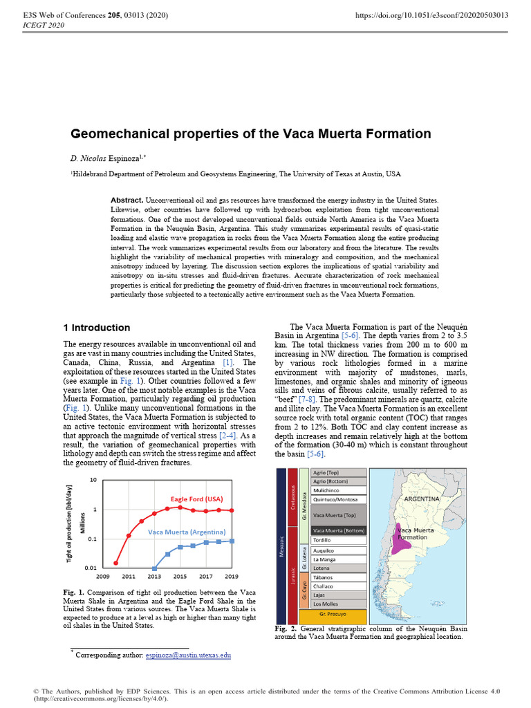Geomechanical Analysis of Vaca Muerta | PDF | Young's Modulus | Anisotropy
