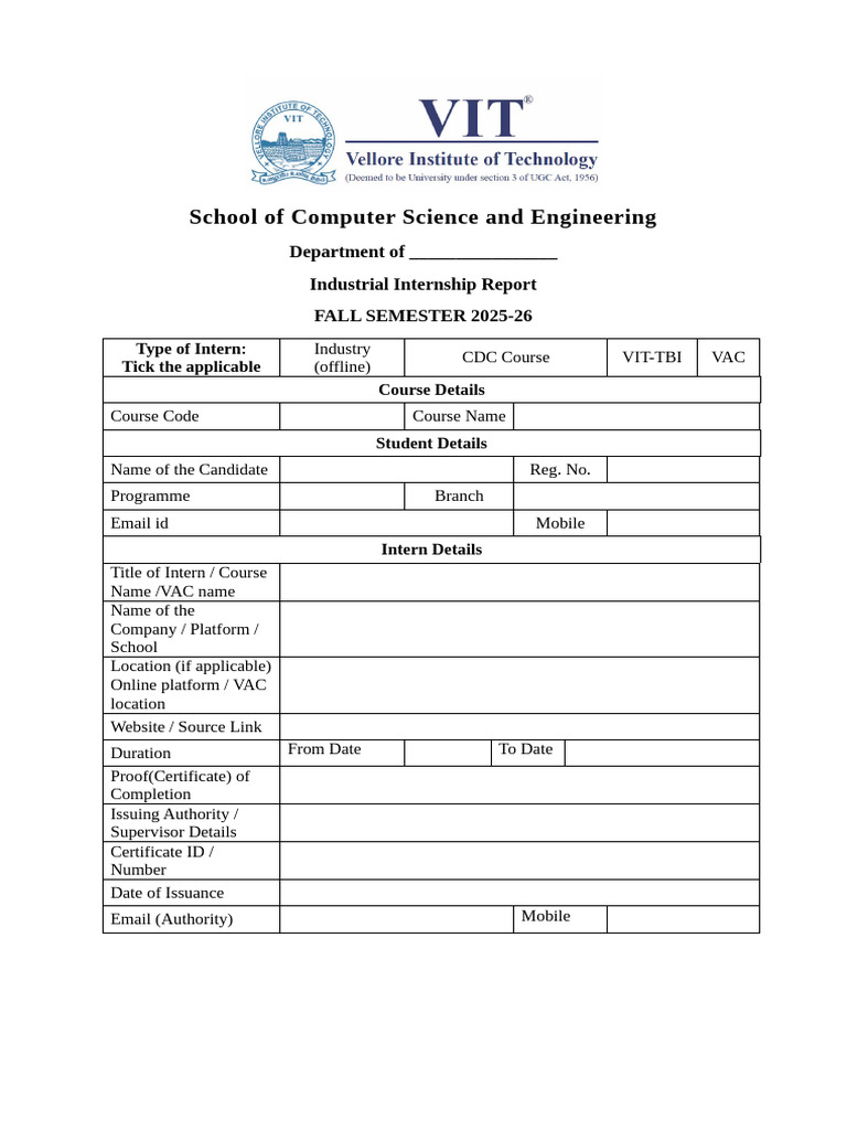 Industrial Internship Report Template | PDF | Internship | Job Hunting