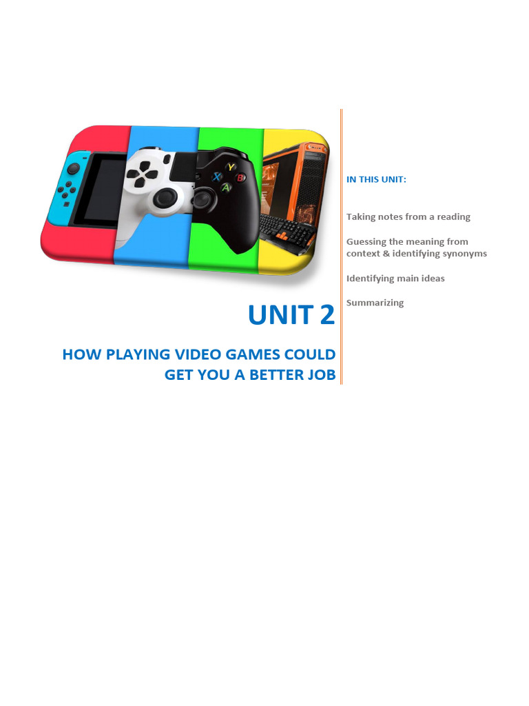Chapter 3 Unit 2 - How Playing Video Games Could Get You A Better Job ...