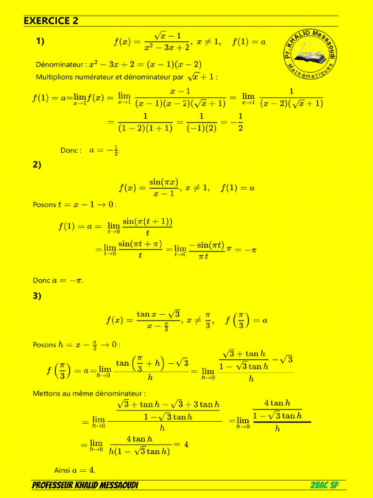 Correction Exercice 2 Continuité | PDF