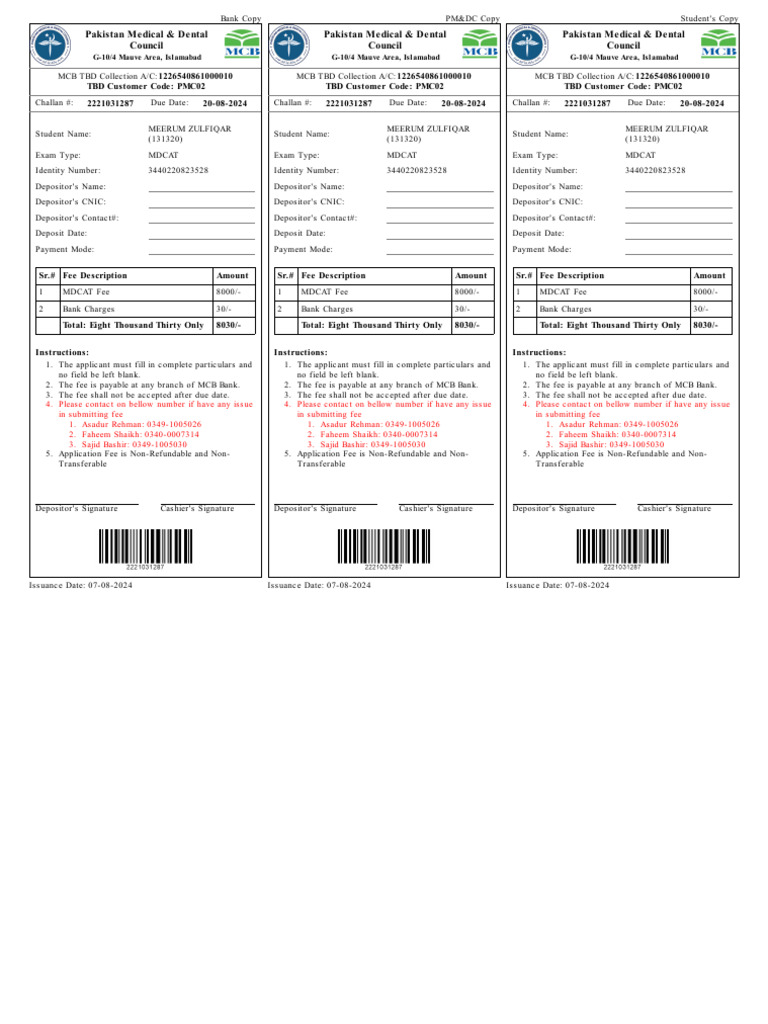 Challan Form | PDF | Money | Service Industries