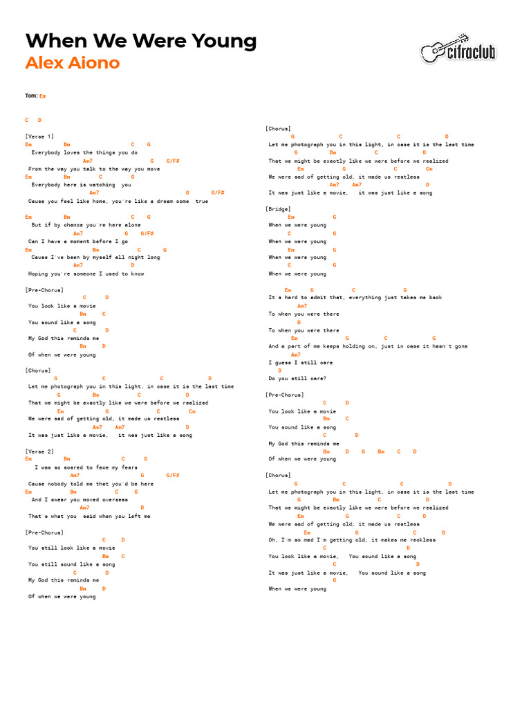 Cifra Club - Adele - When We Were Young | PDF | Song Structure | Songs