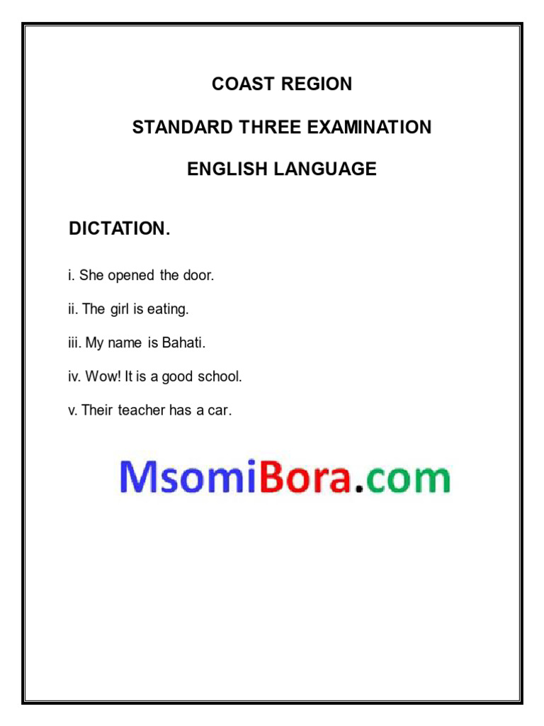 Dictation Class Three | PDF