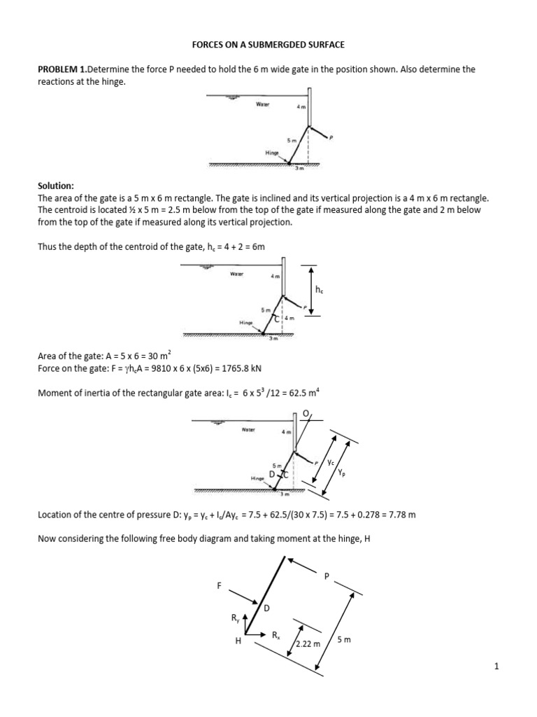 Forces on Submerged Surfaces Analysis | PDF | Area | Mechanical Engineering