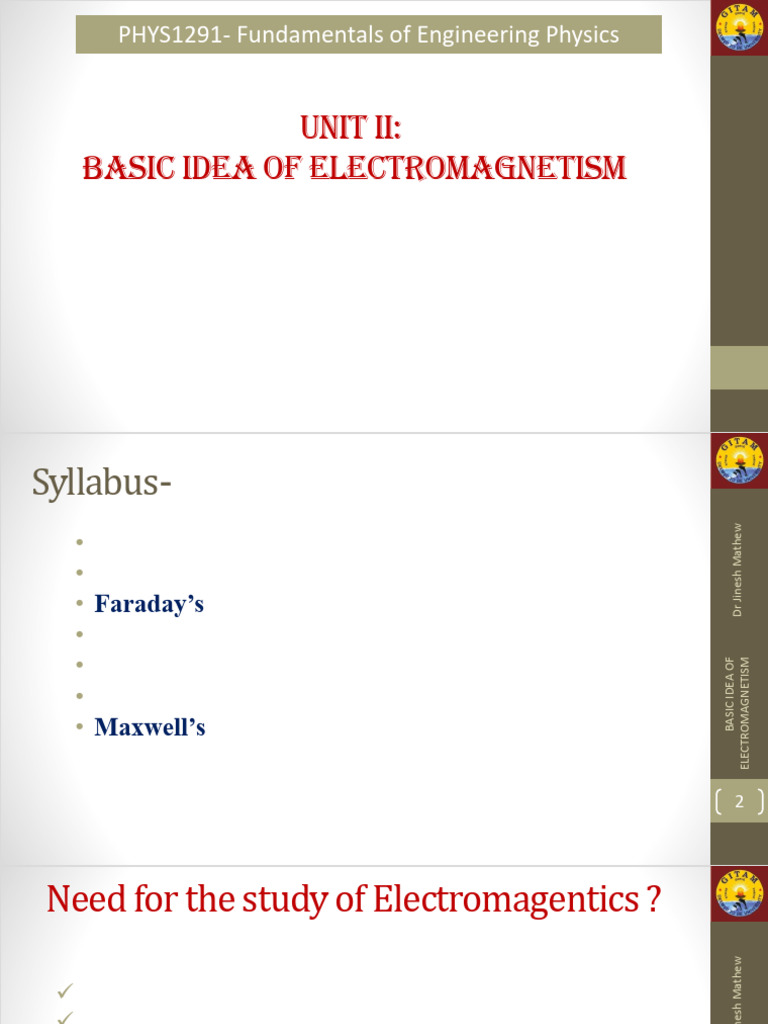 Fundamentals of Electromagnetism Concepts | PDF | Flux | Electric Field