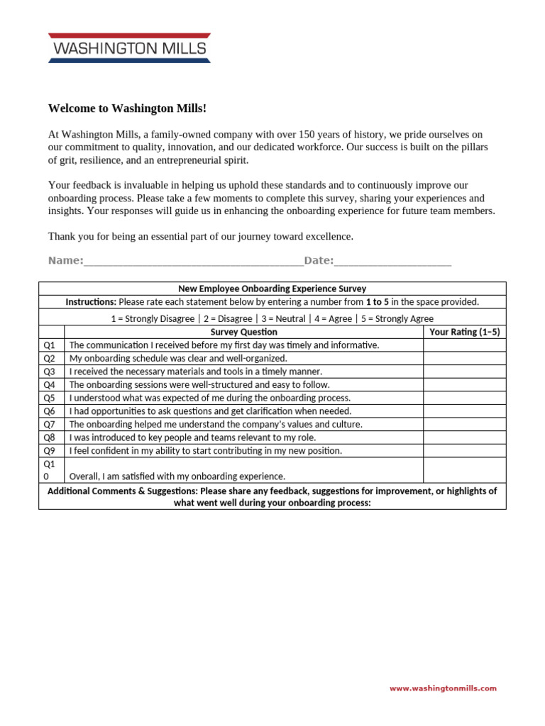 Onboarding Survey | PDF