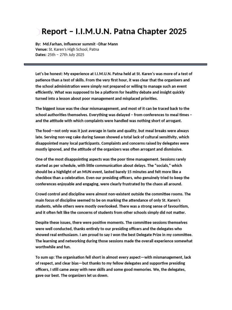 IIMUN ST Karens Report | PDF