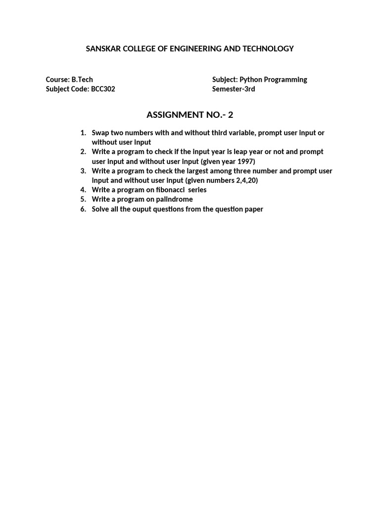Python Programming Assignment 2 | PDF