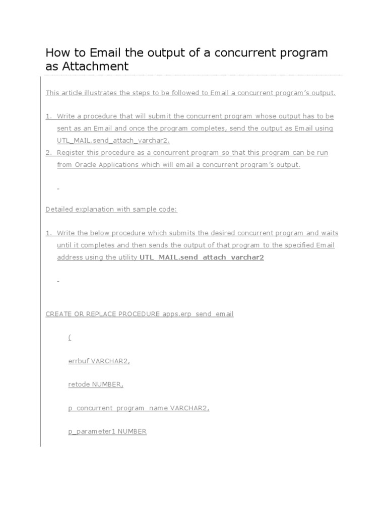 How To Email The Output of A Concurrent Program As Attachment | PDF | Subroutine | Parameter ...