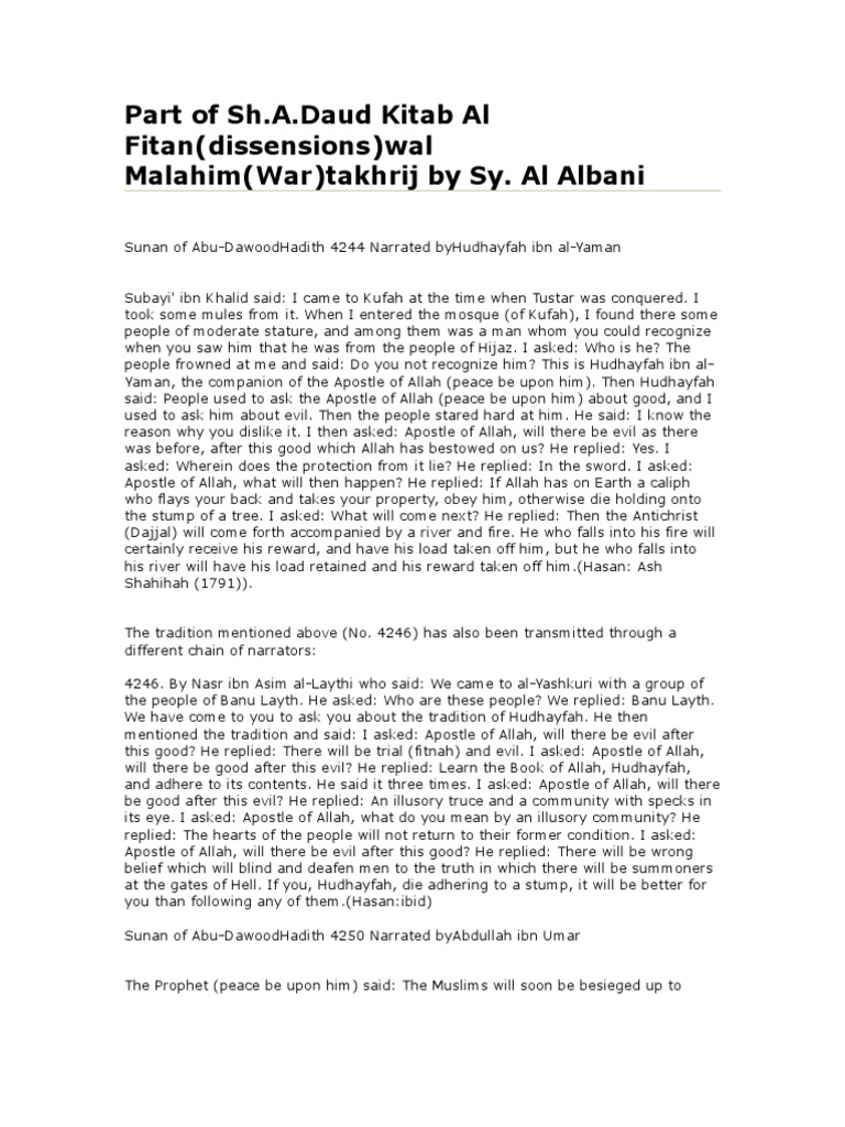 Part of Sh.a.daud Kitab Al Fitan (Dissensions) Wal Malahim (War ...