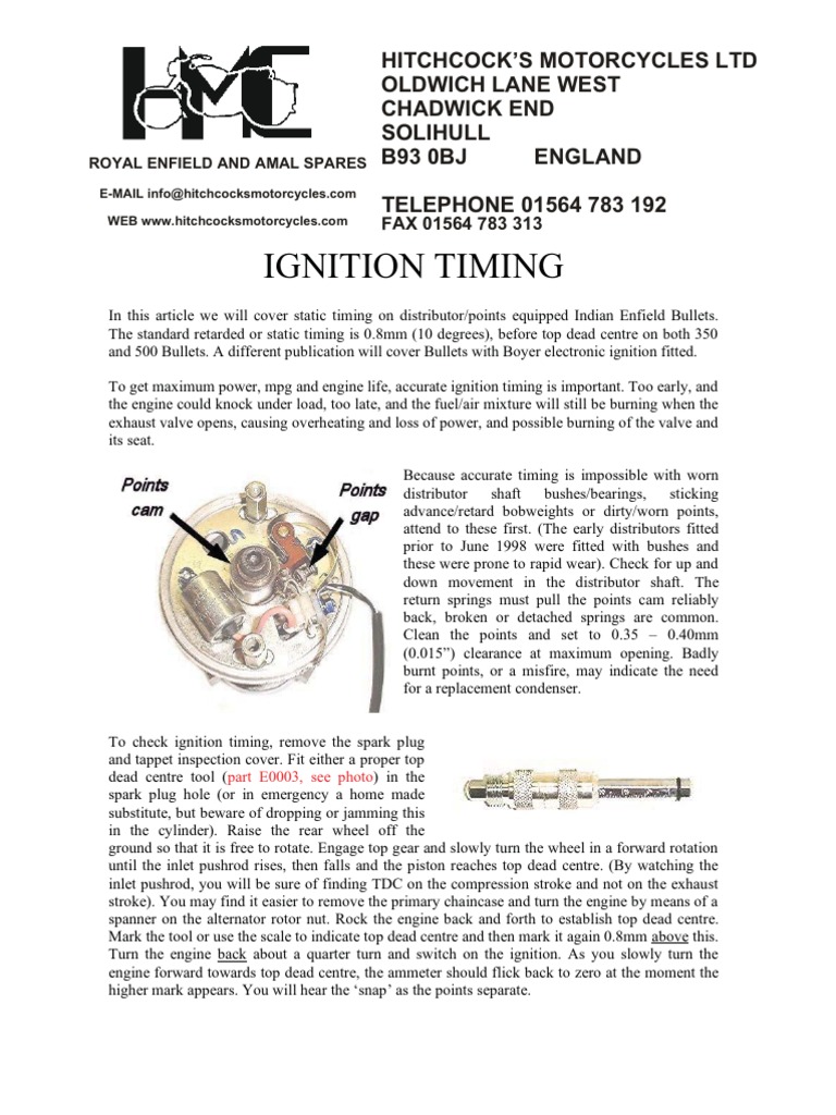 Bullet Ignition Timing Points | PDF | Ignition System | Distributor