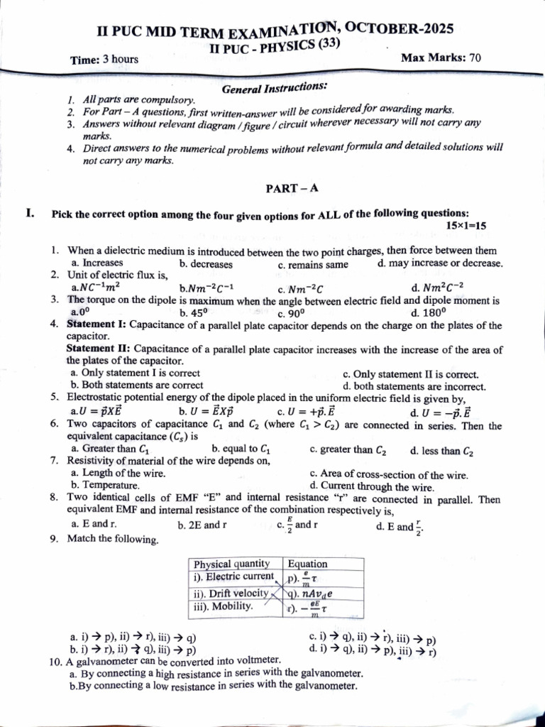 Physics Mid-term 2025 | PDF