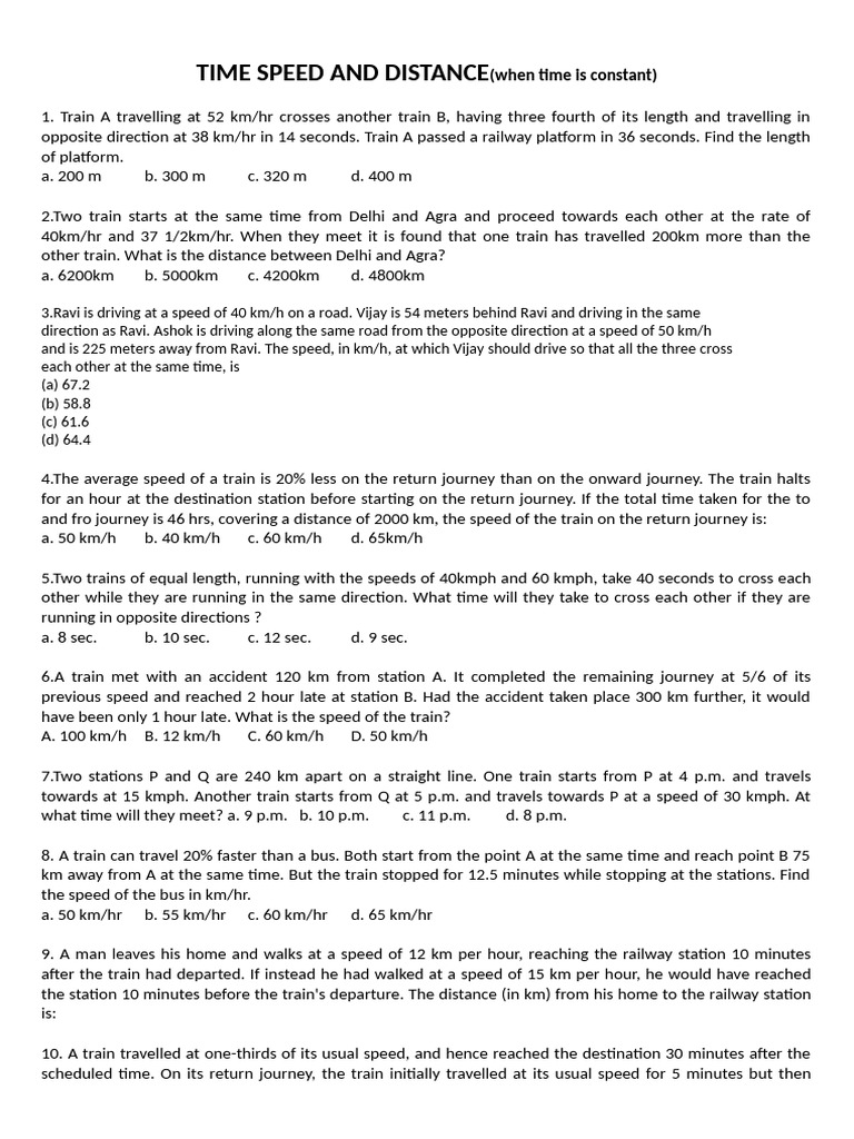 Time Speed and Distance-cat(1) | PDF | Speed | Train