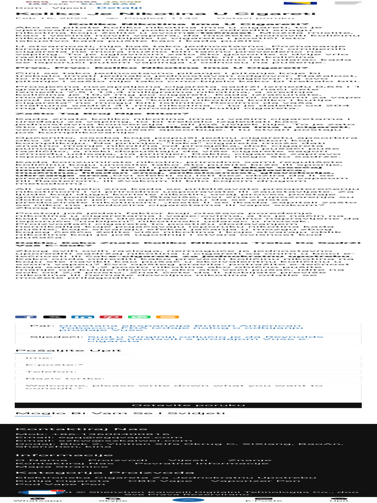 Koliko Je Nikotina u Cigareti - Vijesti | PDF