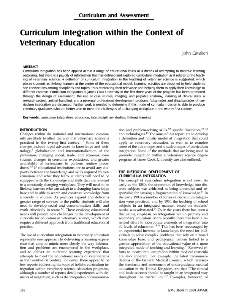 Cavalieri 2009 Curriculum Integration | PDF | Curriculum | Learning