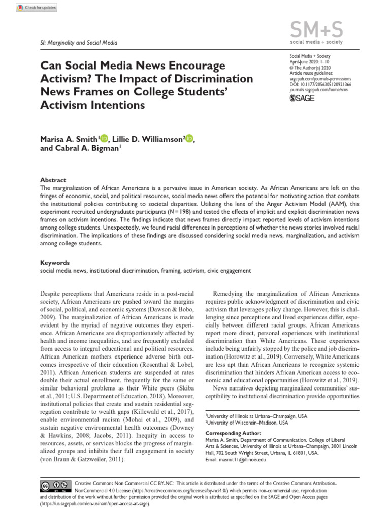 Can Social Media News Encourage Activism? The Impact of Discrimination ...