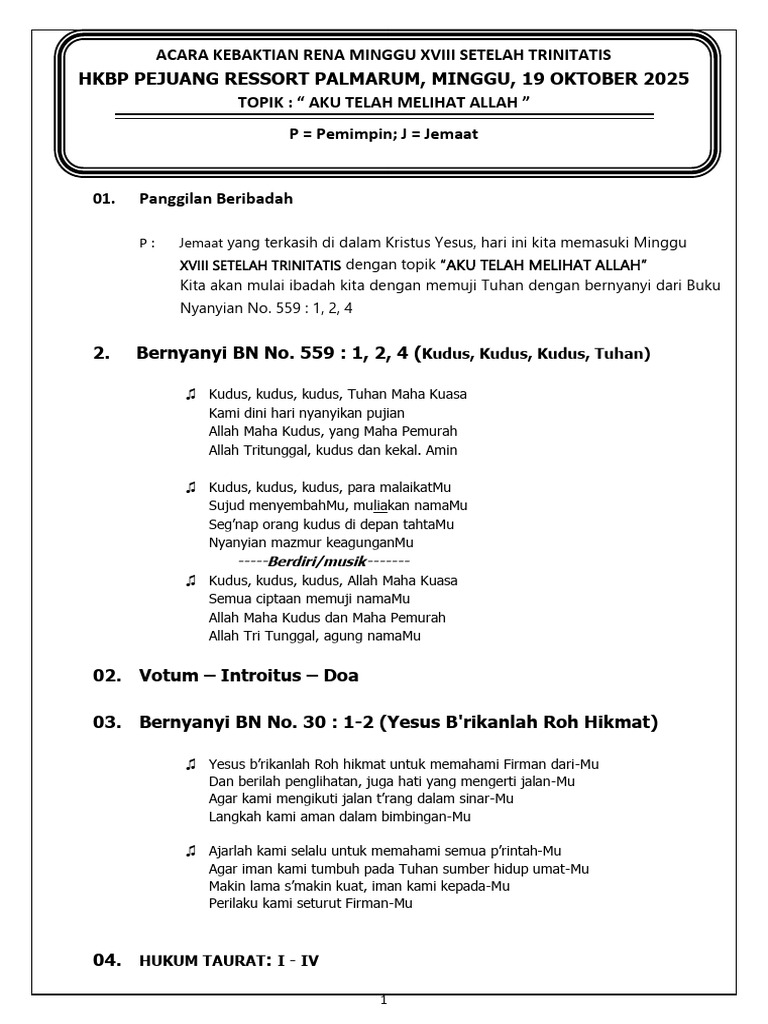 ACARA MINGGU RENA 19 OKTOBER 2025 (BN) | PDF