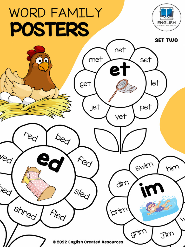 Word Family Posters Set Two Copyright 2022 English Created Resources | PDF