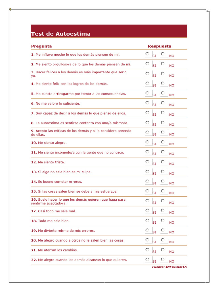Test Autoestima | PDF
