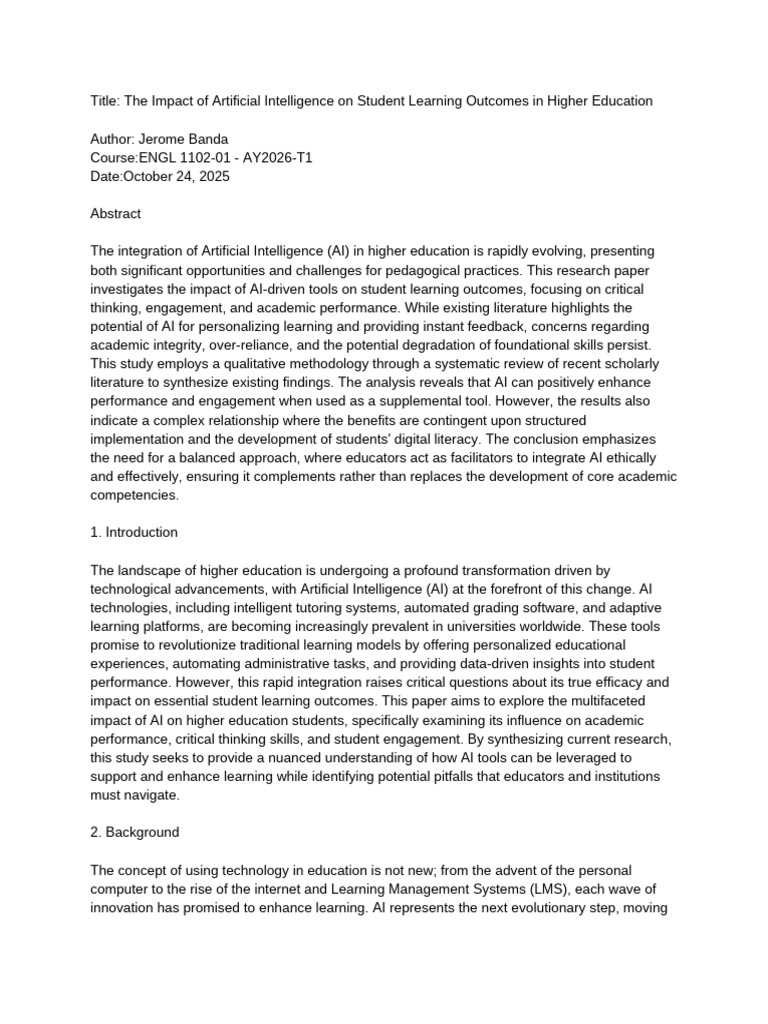 AI's Impact on Student Learning Outcomes | PDF | Artificial ...